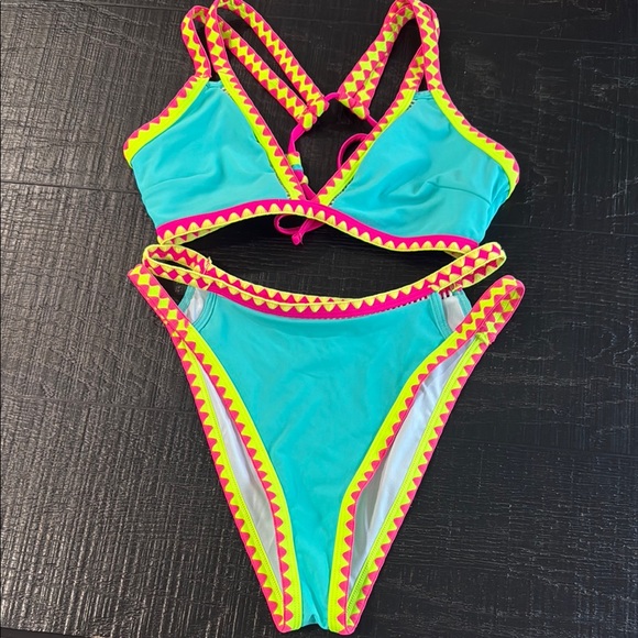 Popvil | Swim | Swimwear Set Blue And Pink | Poshmark